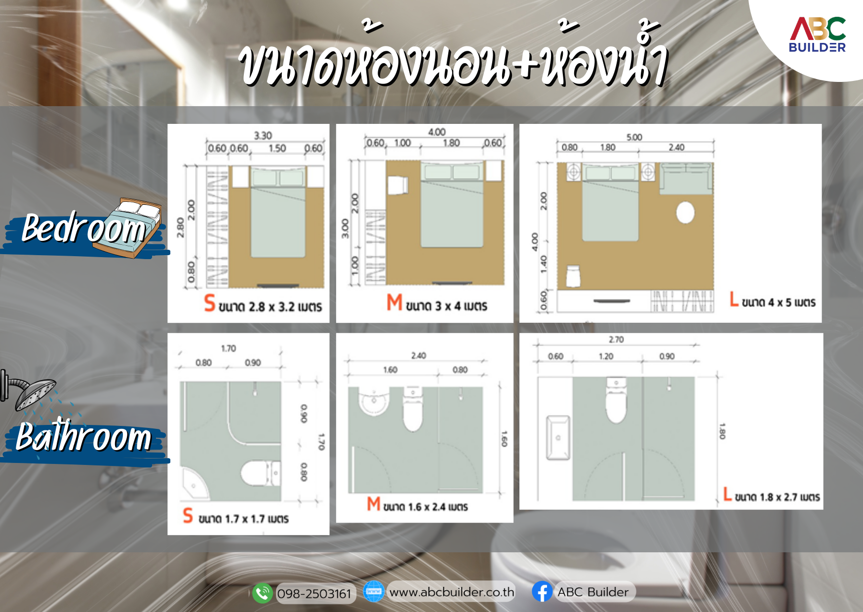 ขนาดห้องนอน+ห้องน้ำ – ABC Builder